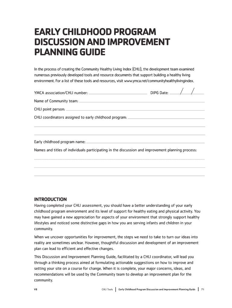Fillable Online ymca Early childhood program Discussion and Improvement ...
