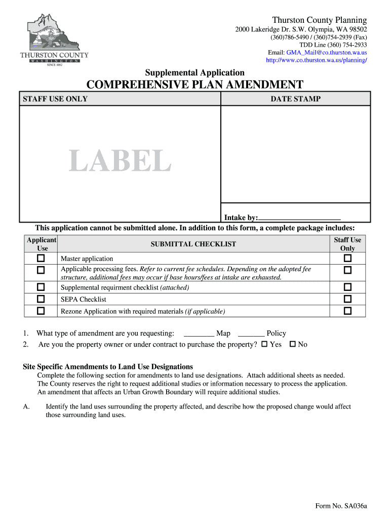 Fillable Online co thurston wa Comp Plan Amendment Draft - The Official ...