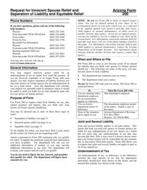 Fillable Online Request for Innocent Spouse Relief and Arizona Form ...