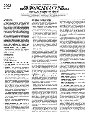 Fillable Online Instructions for Form N-40 and Schedules A, B, C, D, E ...