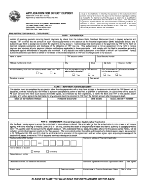 Fillable Online Indiana Application For Direct Deposit - State Legal ...