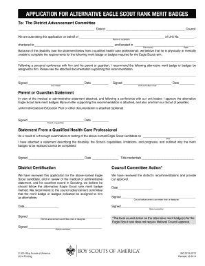 Fillable Online scouting Application for Alternative Eagle Scout Rank Merit Badges, No. 512 Fax ...