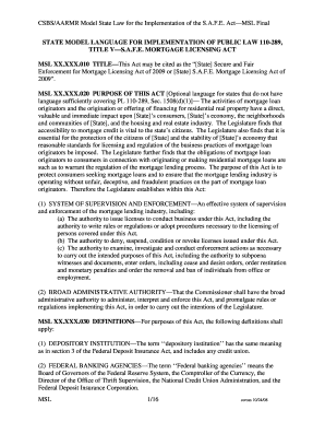 Fillable Online mortgage nationwidelicensingsystem CSBS/AARMR Model ...