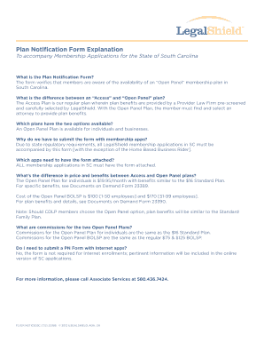Fillable Online Plan Notification Form Explanation - LegalShield Fax Email Print - pdfFiller