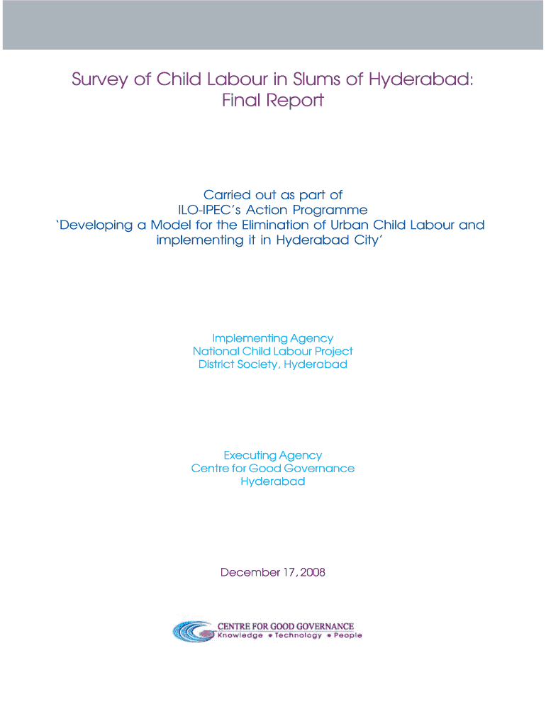 Fillable Online cgg gov Survey of Child Labour in Slums of Hyderabad ...