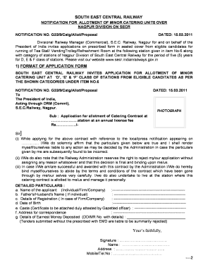 Fillable Online SOUTH EAST CENTRAL RAILWAY 1) FORMAT OF APPLICATION ... Fax Email Print - pdfFiller