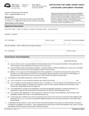 Fillable Online Form 65: Application for Home Owner Grant Low Income ...