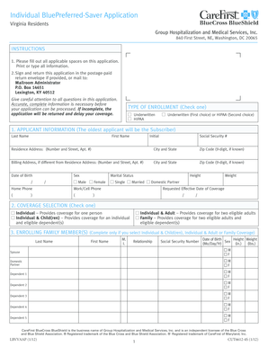 Fillable Online Individual BluePreferred-Saver Application - Brokers ...