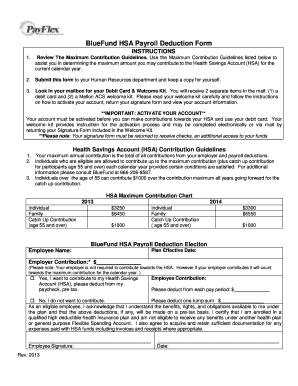 Fillable Online BlueFund HSA Payroll Deduction Form. BlueFund HSA Payroll Deduction Form Fax ...