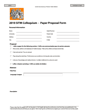 Fillable Online staff uni-giessen 2010 SITM Colloquium - Paper Proposal ...