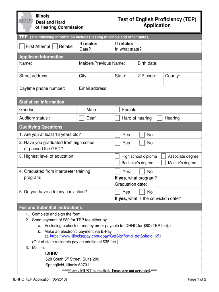 Fillable Online www2 illinois DARS3908, DHHS Test of English ...