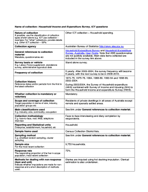 Fillable Online Name of collection: Household Income and Expenditure ...