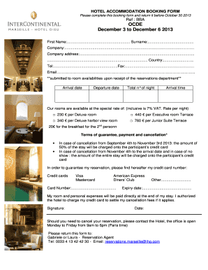Fillable Online oecd HOTEL ACCOMMODATION BOOKING FORM Please complete this booking ... - oecd ...