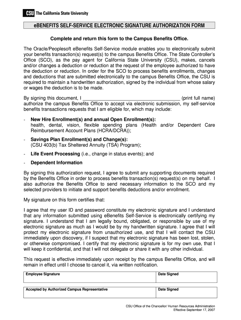 Fillable Online hr fullerton EBENEFITS SELF-SERVICE ELECTRONIC ...