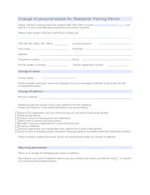 Fillable Online rbkc gov Change of personal details for Residents ...