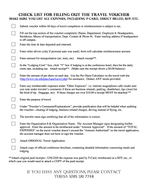 Fillable Online castle eiu CHECK LIST FOR FILLING OUT THE TRAVEL VOUCHER Fax Email Print - pdfFiller
