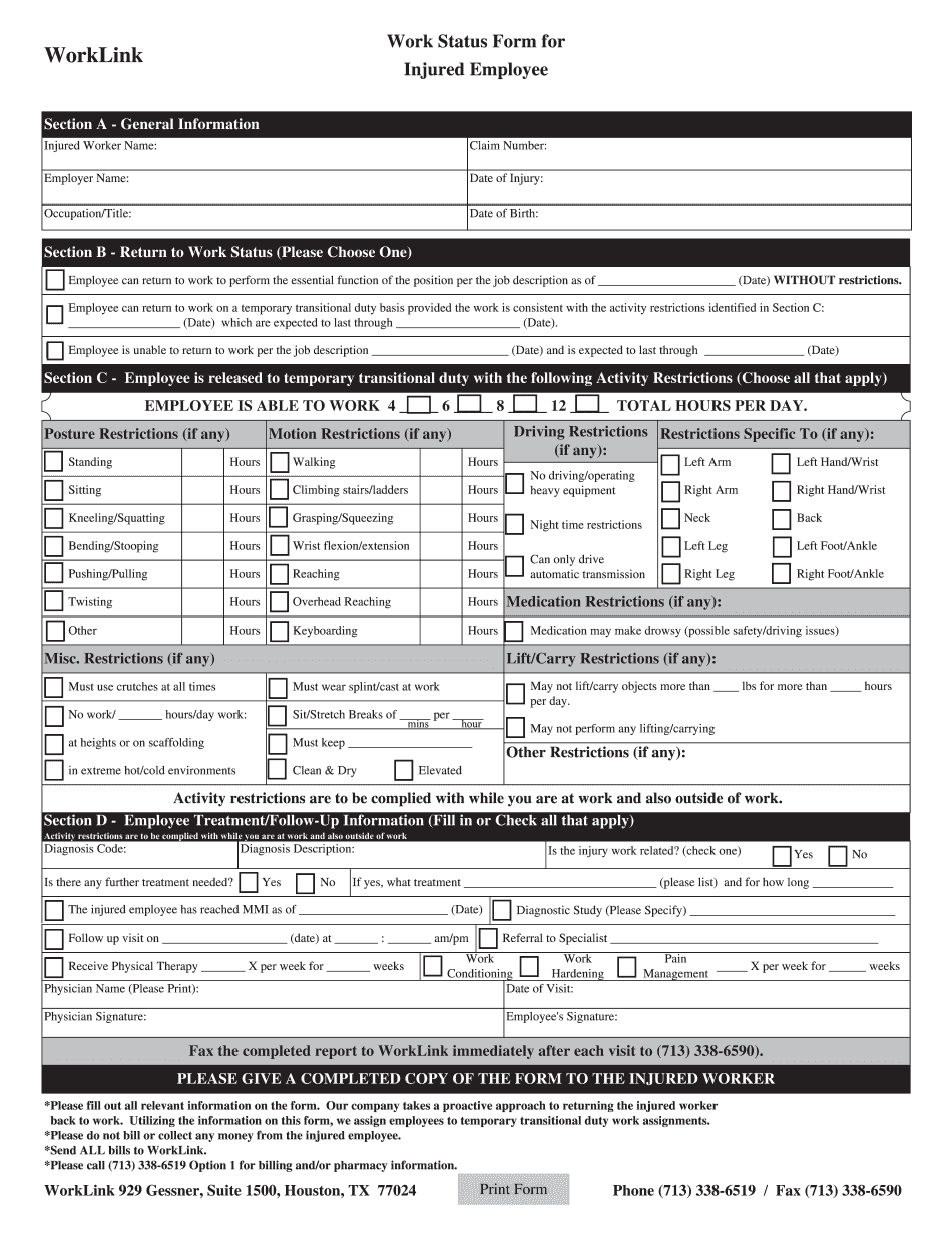Memorial Hermann Return to Work Form - Fill & Edit Printable PDF Forms ... Memorial Hermann Return to Work Form - Fill & Edit Printable PDF Forms ...