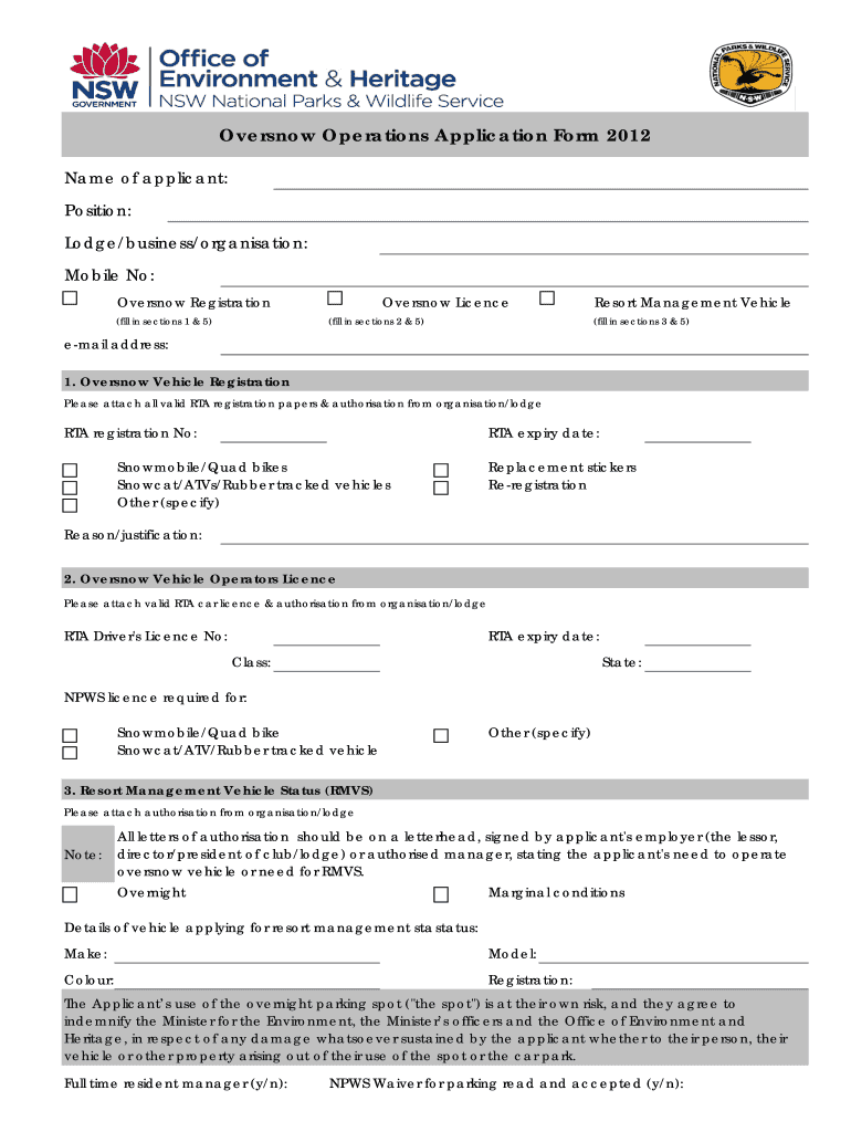 Fillable Online environment nsw gov Oversnow Operations Winter 2012 ...