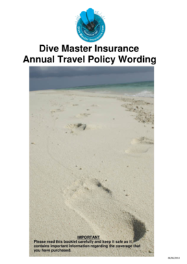 Fillable Online Dive Master Insurance Annual Travel Policy Wording Fax ...