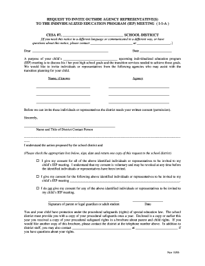 Fillable Online REQUEST TO INVITE OUTSIDE AGENCY REPRESENTATIVE(S) TO ...