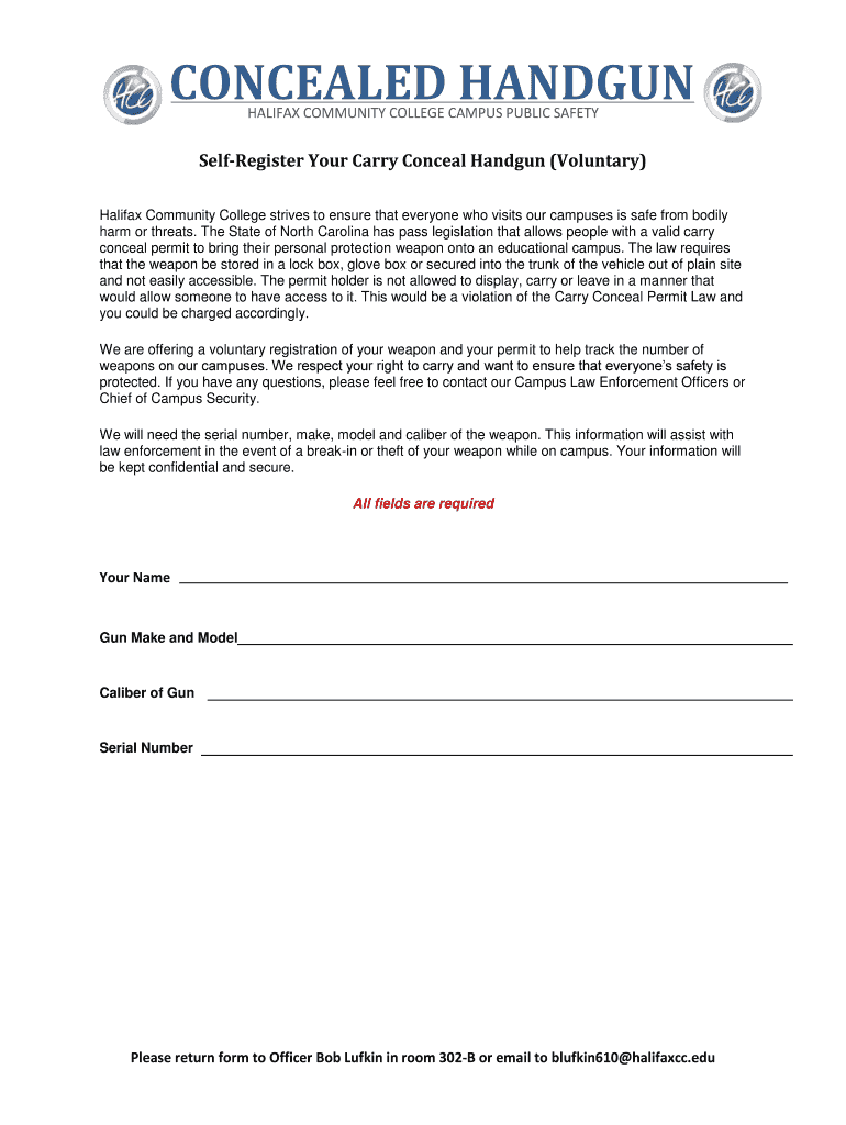 Fillable Online halifaxcc HALIFAX COMMUNITY COLLEGE CAMPUS PUBLIC SAFETY Fax Email Print - pdfFiller