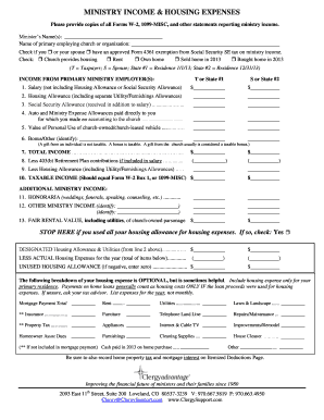 Fillable Online MINISTRY INCOME - Clergy Support Fax Email Print ...