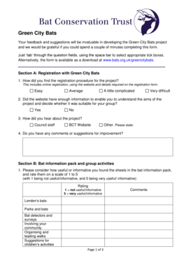 Fillable Online Green City Bats evaluation form (pdf format) - Bat ...