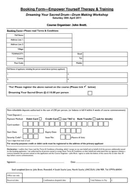 Fillable Online Booking Form Empower Yourself Therapy & Training Fax ...