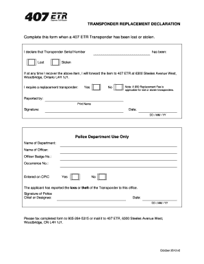 407 Transponder Replacement - Fill Online, Printable, Fillable, Blank ...