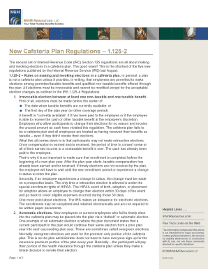 Fillable Online New Cafeteria Plan Regulations 1 Fax Email Print ...