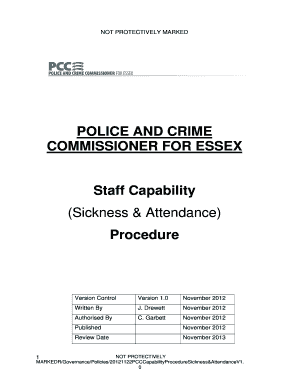 Fillable Online essex pcc police Sickness amp Attendance - Police and ...