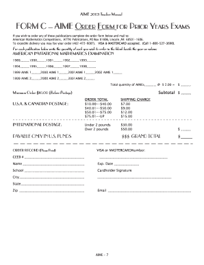 Fillable Online maa FORM C AIME ORDER FORM FOR - maa Fax Email Print ...