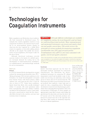 Fillable Online labmed ascpjournals Technologies for Coagulation ...