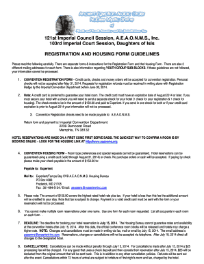 Fillable Online aeaonms Final 2014 AEAONMS Registration and Housing ...