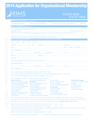 Fillable Online rims Organizational Application - RIMS - The Risk ...