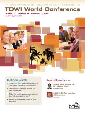 Fillable Online TDWI World Conference Fax Email Print - pdfFiller