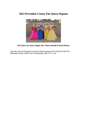 Fillable Online Queen Pageant Packet & Entry Form - Poweshiek County ...