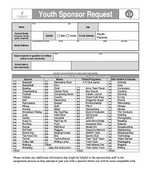 Fillable Online wiesbaden army Youth Sponsorship Request Form Fax Email ...