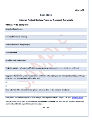 Fillable Online Annex B - Template Review Form PDF 173.05KB Fax Email ...