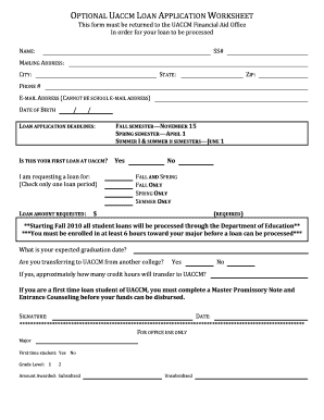 Fillable Online uaccm uaccm loan disbursement form Fax Email Print ...