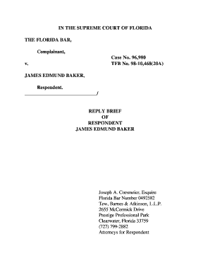 Fillable Online floridasupremecourt IN THE SUPREME COURT OF FLORIDA THE ...