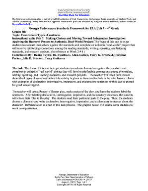 Fillable Online Georgia Performance Standards Framework 905 Fax Email ...