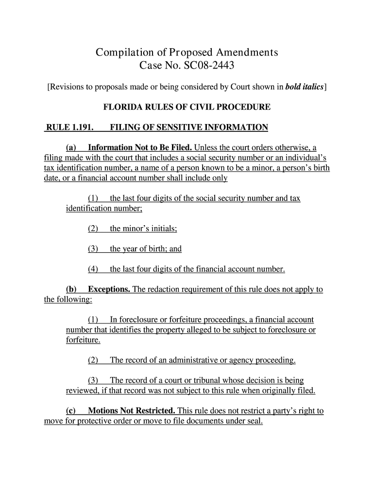 Fillable Online floridasupremecourt SC08-2443 Compilation of Proposed ...