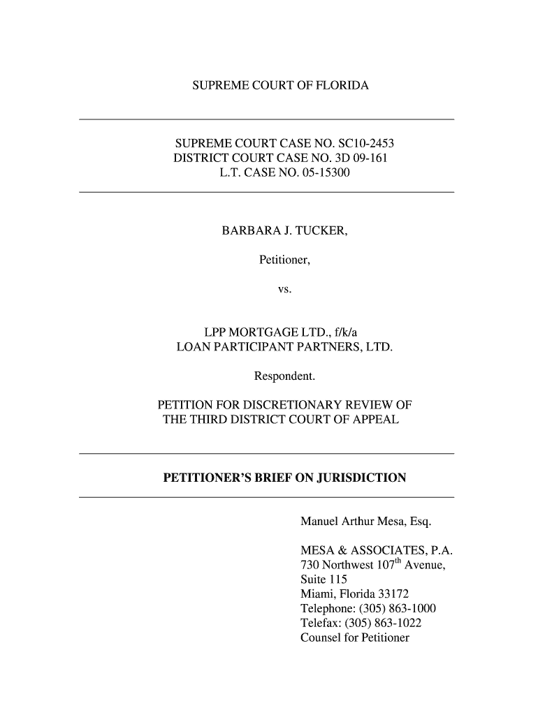 Fillable Online floridasupremecourt 10-2453JurisIni.doc ...