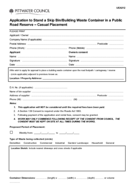 Fillable Online UEA312 - Stand Skip Bin/Waste Container in a Public ...