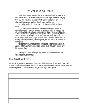 Fillable Online My Strategic Life P lan Temp late Fax Email Print ...