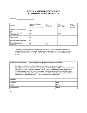 Fillable Online co kern ca FINISH MATERIAL CERTIFICATE - Kern County ...