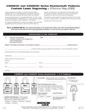 Fillable Online Laser Engraving Form - American Lock Fax Email Print - pdfFiller