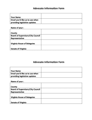 Fillable Online yourunitedway Advocate Information Form Advocate ...