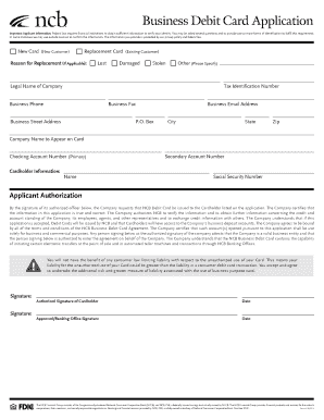 Fillable Online Business Debit Card Application EXTERNAL 091212 ...
